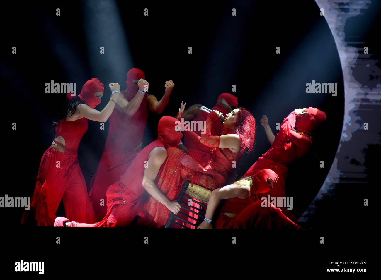 Spanish singer, Lola Indigo performs live with her dance group at a ...