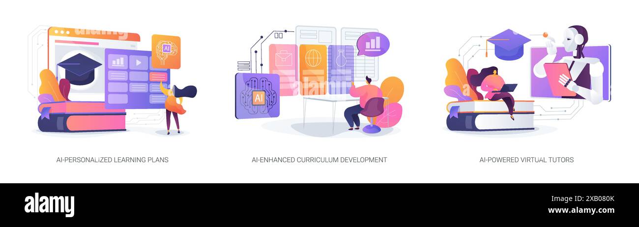 AI in Education abstract concept vector illustrations Stock Vector ...