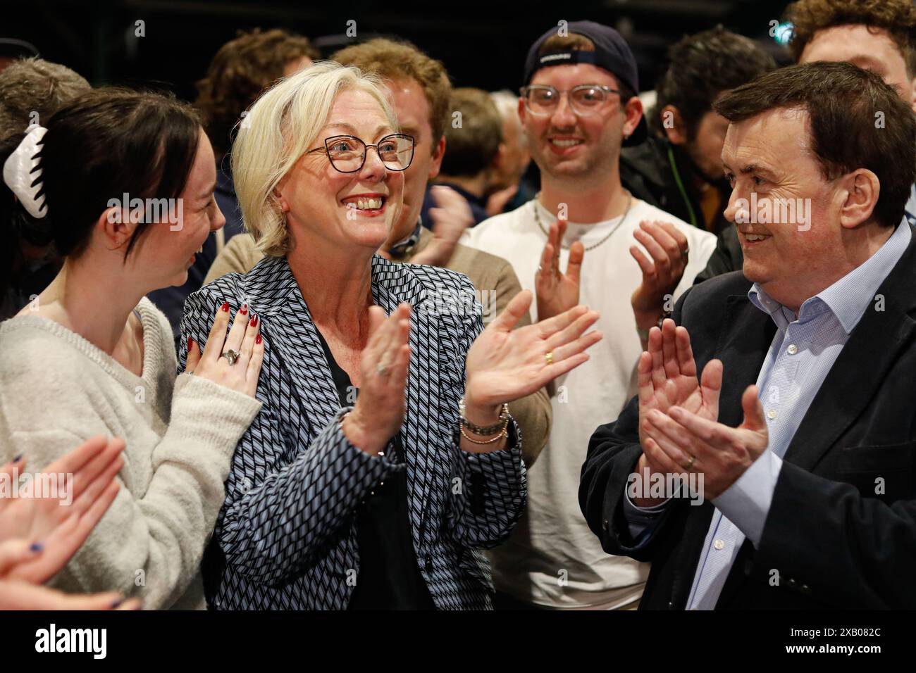 Fine Gael European Election candidate Regina Doherty listens as the ...