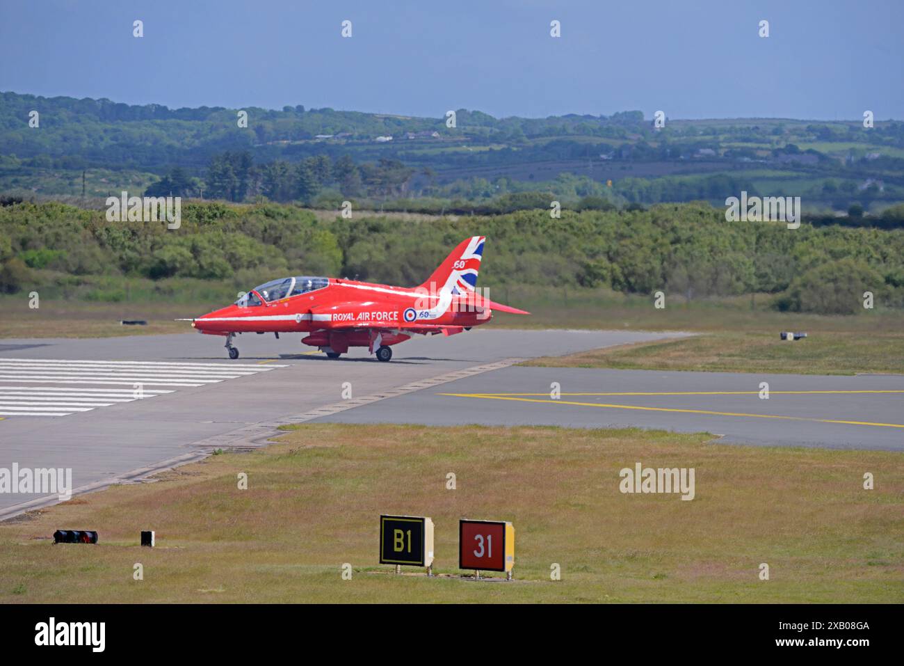 RED ARROW preparing for a formation departure from RAF VALLEY, Anglesey ...