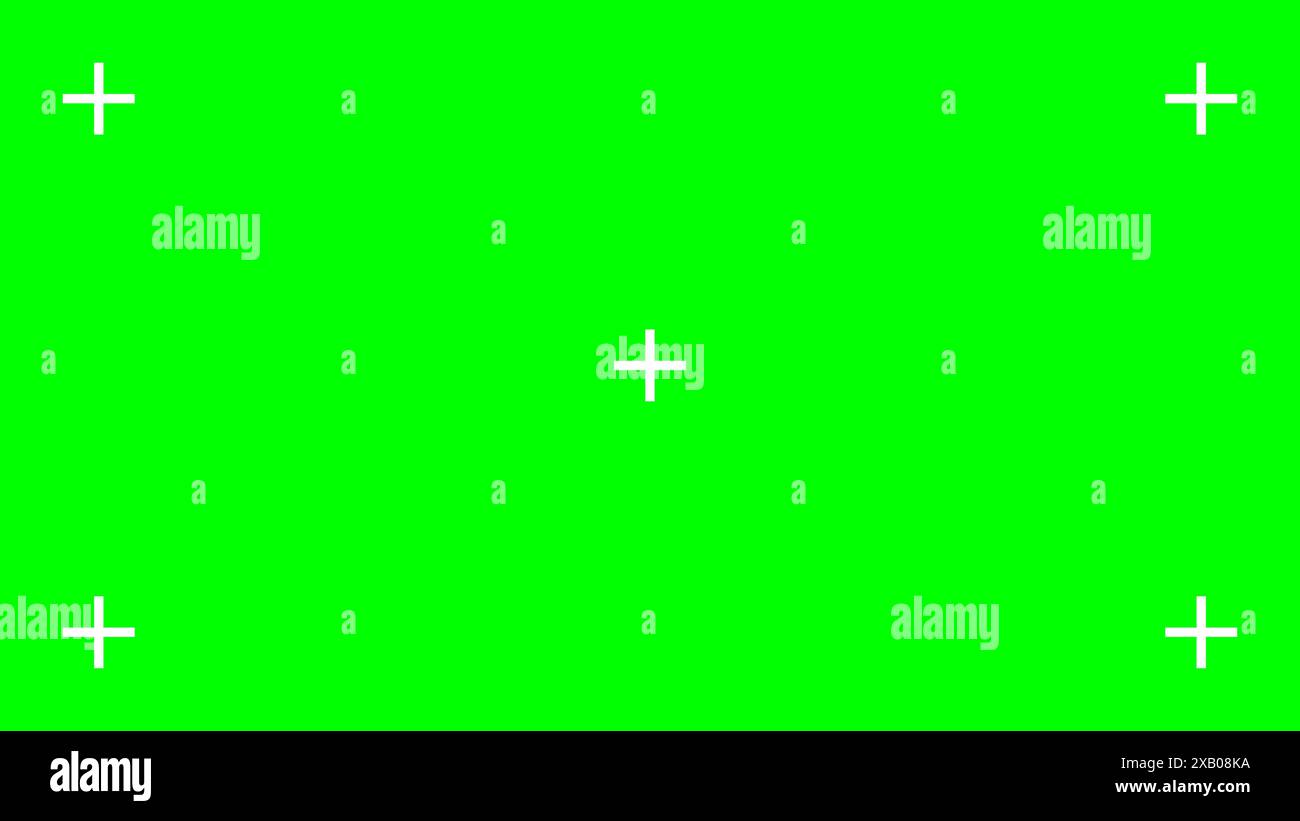 Greenscreen background with white tracking cross marks. Chroma key ...