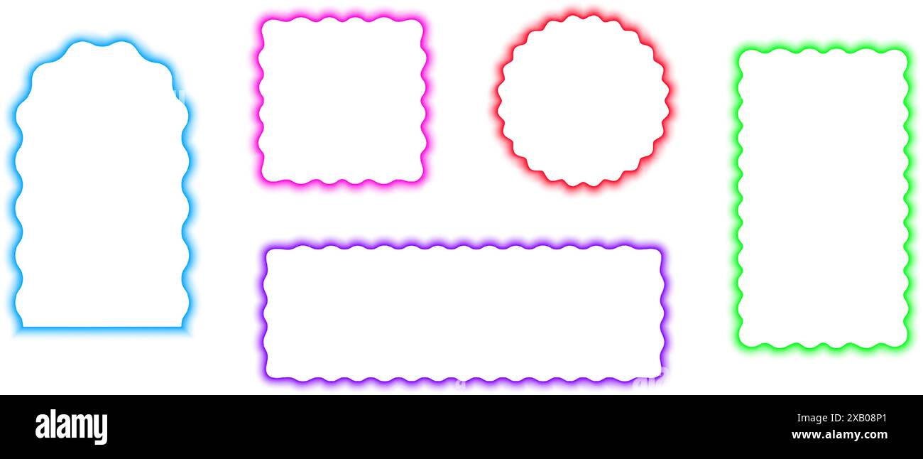 Set of colorful arch, square, circle and rectangle frames with wavy ...