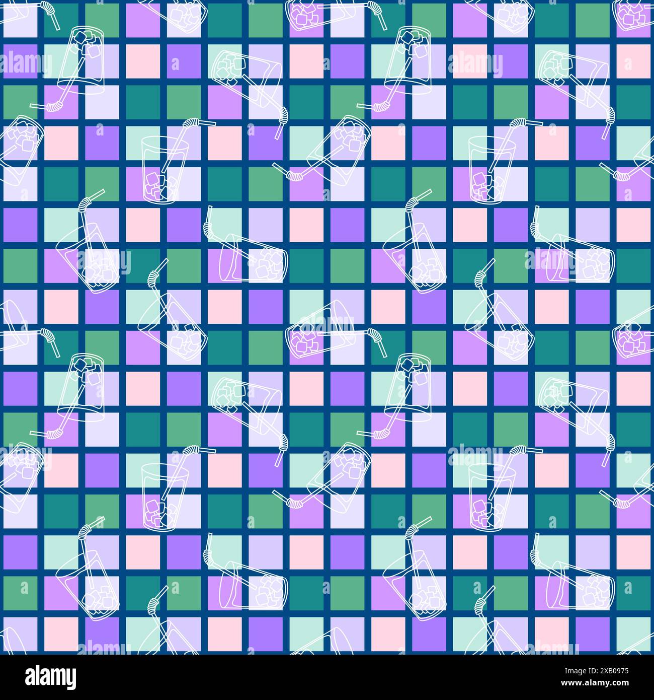 Summer drink seamless cocktails cartoon ice pattern for wrapping paper ...