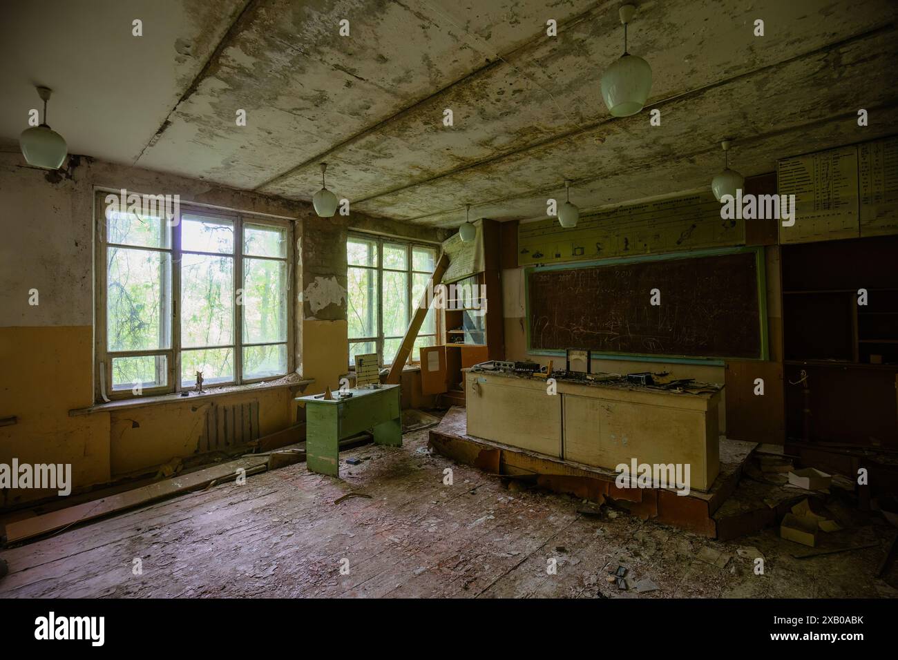 Ruined classroom in abandoned school Stock Photo - Alamy