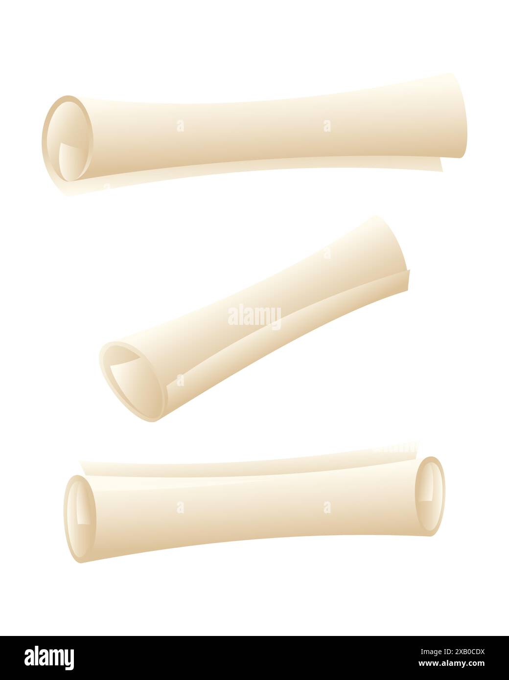 Rolled paper scroll in different positions, isolated on a white ...