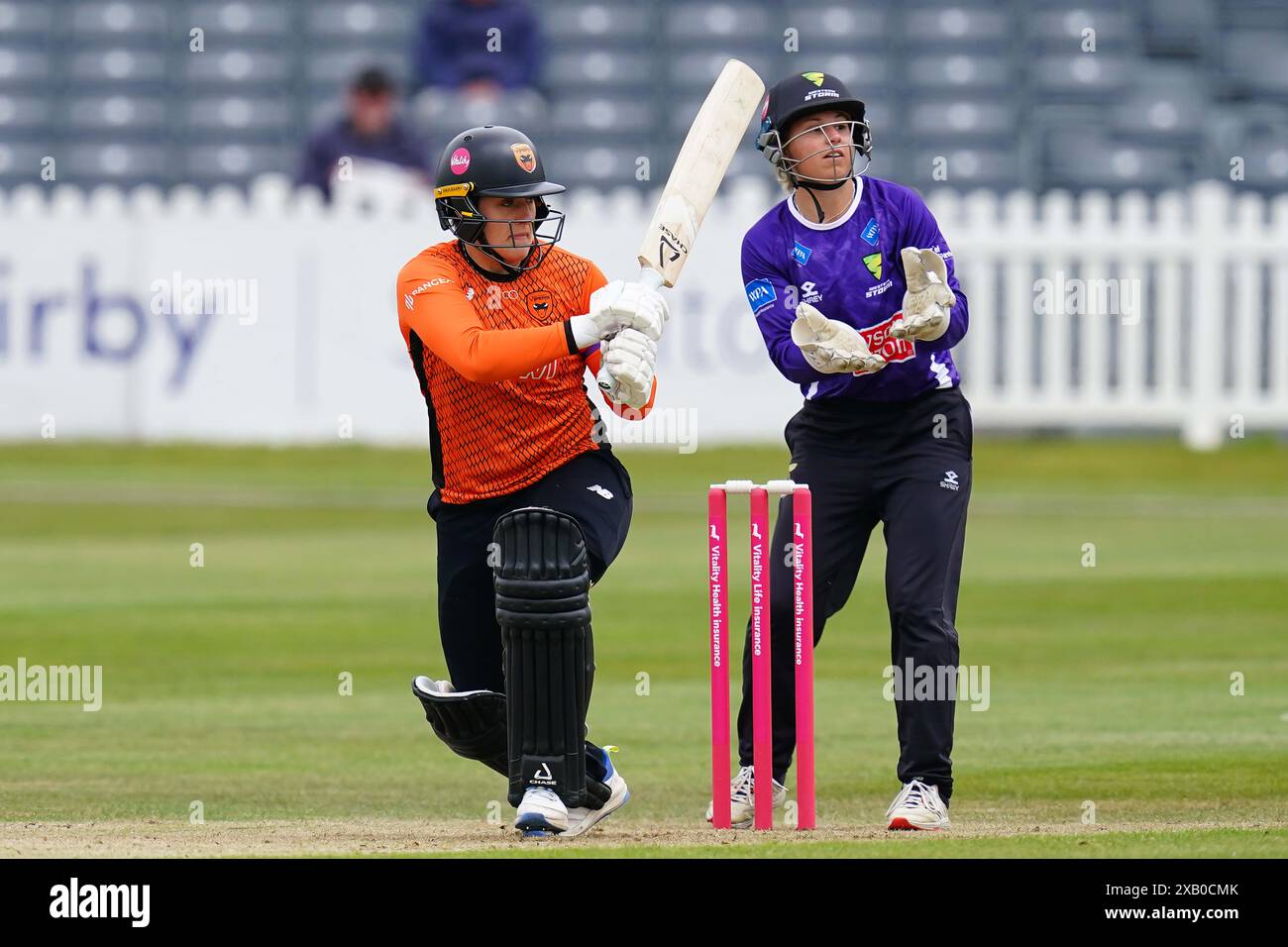 Bristol, UK, 9 June 2024. Southern Vipers' Nancy Harman batting as ...