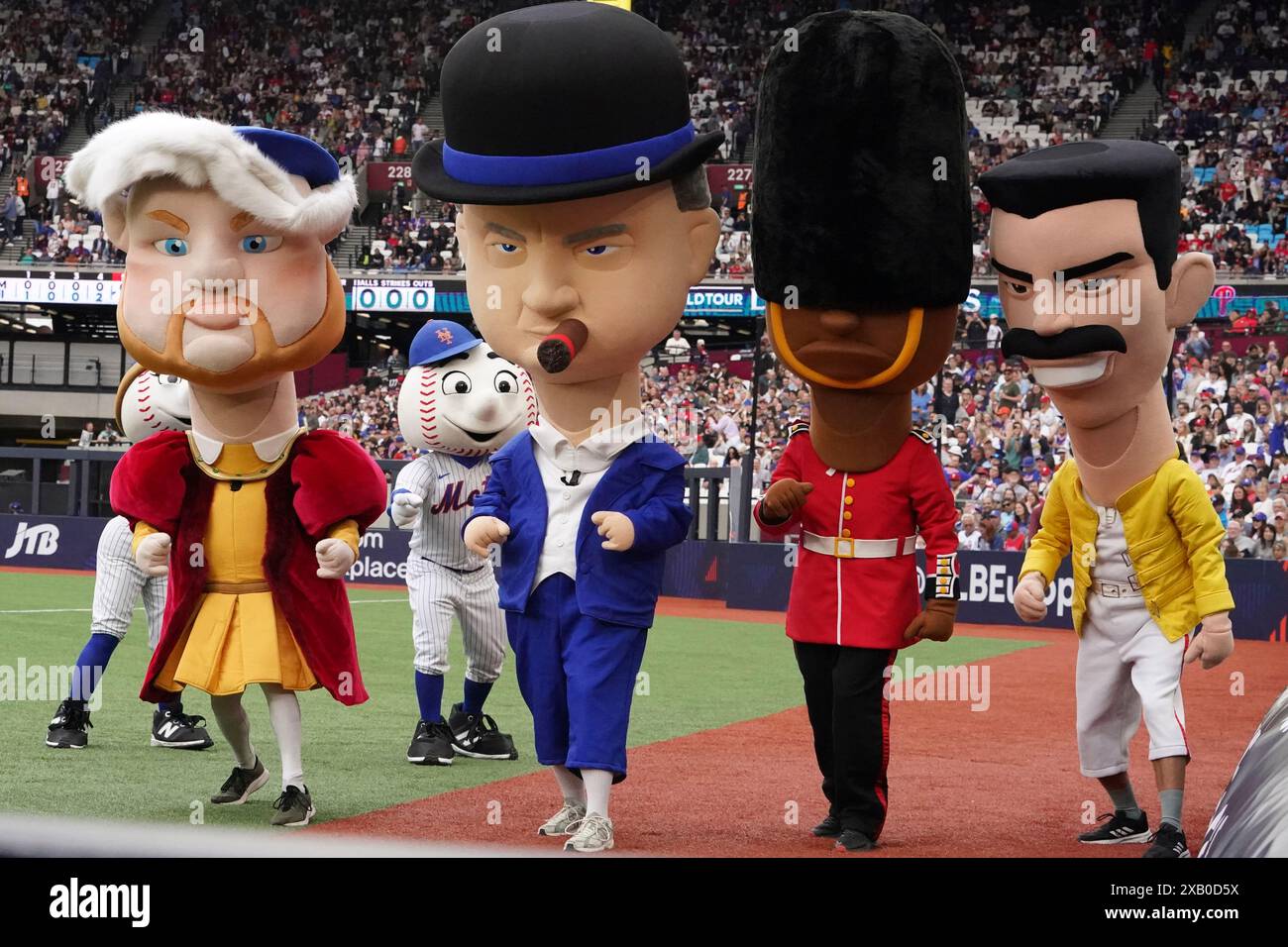Mascot race between innings during an MLB baseball game between the New ...