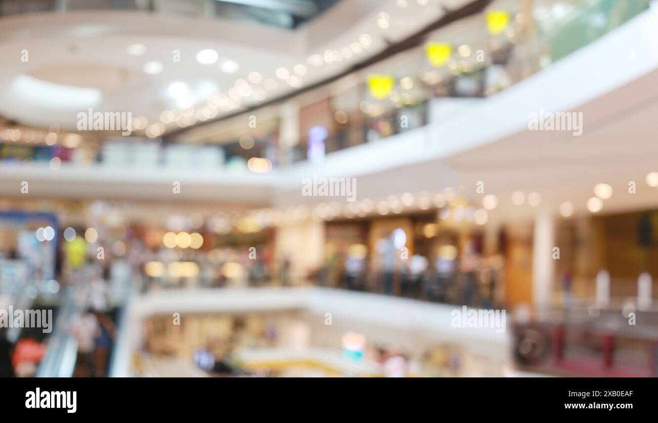 Wide Angle Abstract blur interior background or defocused shopping mall ...