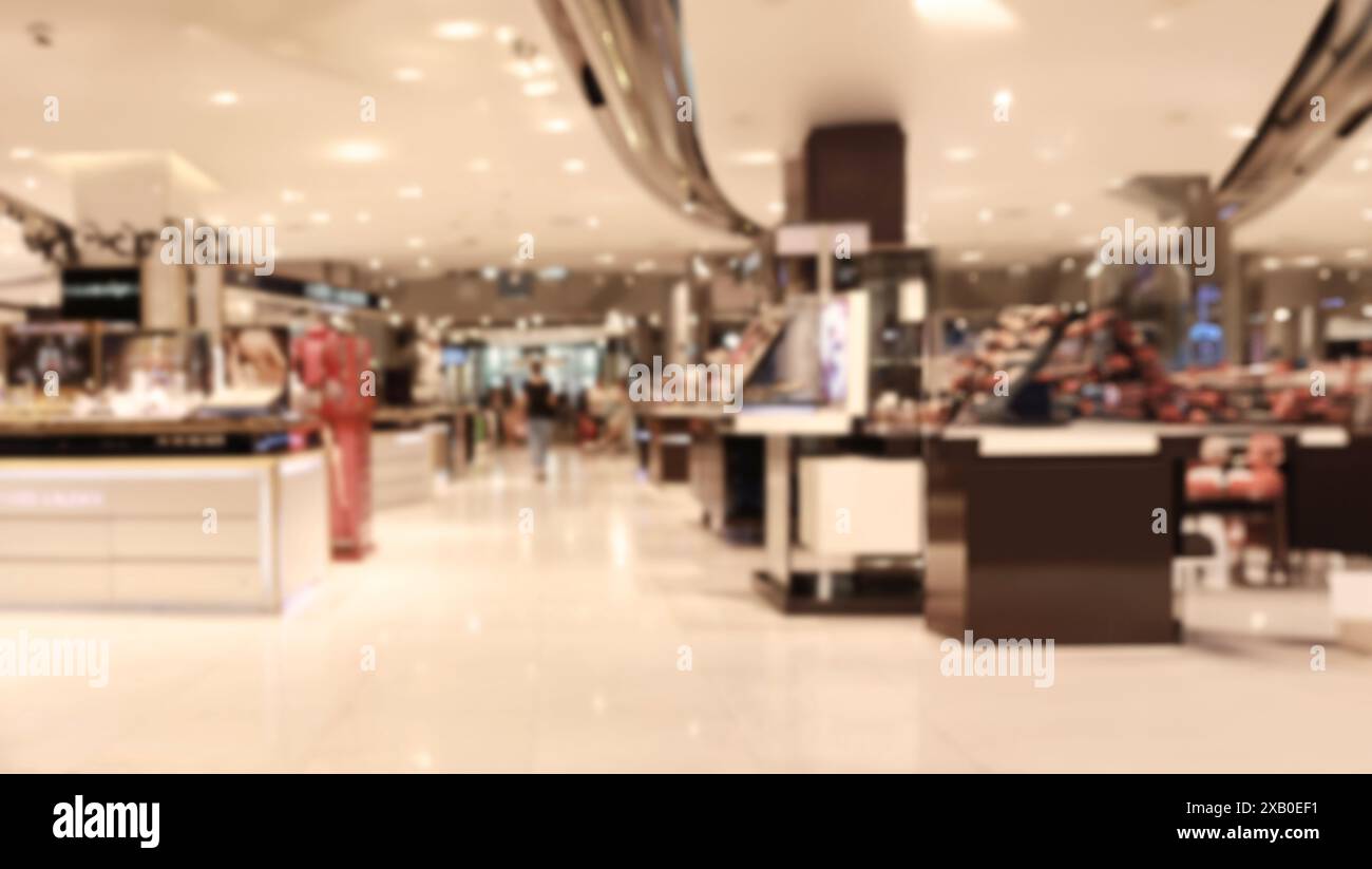 Wide Angle Abstract blur interior background or defocused shopping mall ...