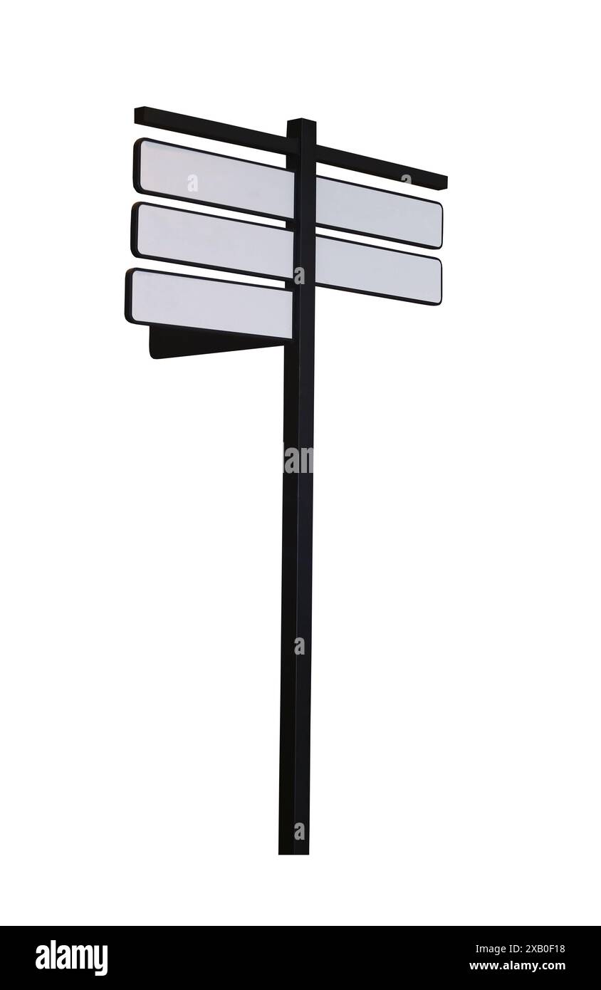Blank guide post or Traffic sign isolated on white background and have ...