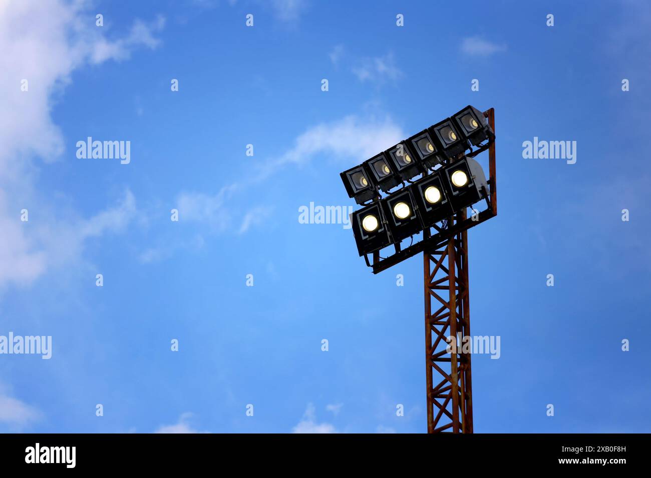 Big light pole on the blue sky background and have copy space to design ...