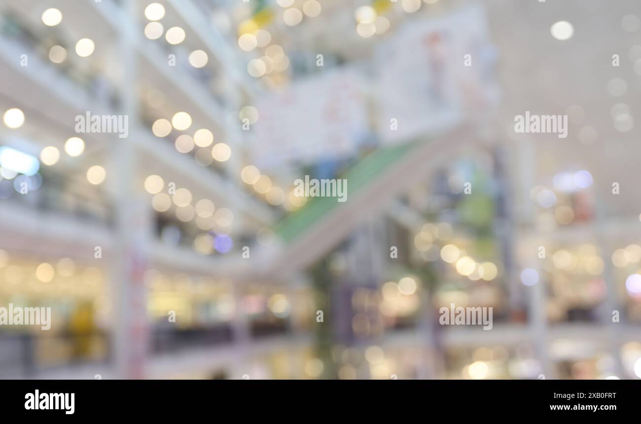 Wide Angle Abstract blur interior background or defocused shopping mall ...