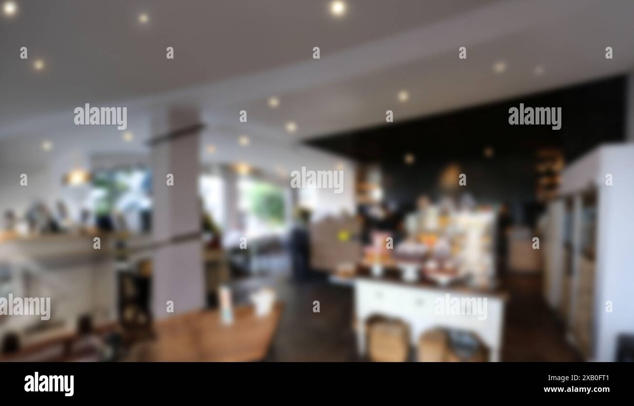 Wide Angle Blurred the interior of the coffee shop,Blur cafe abstract ...