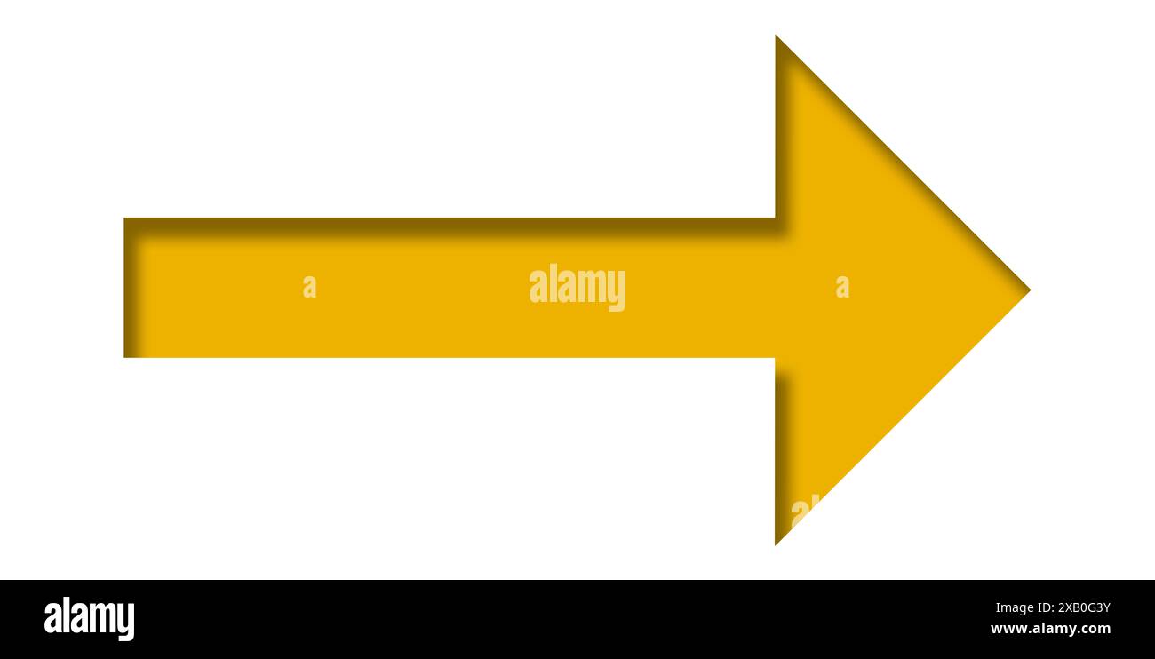 White paper cut into holes and yellow paper arrow shape are overlaid ...