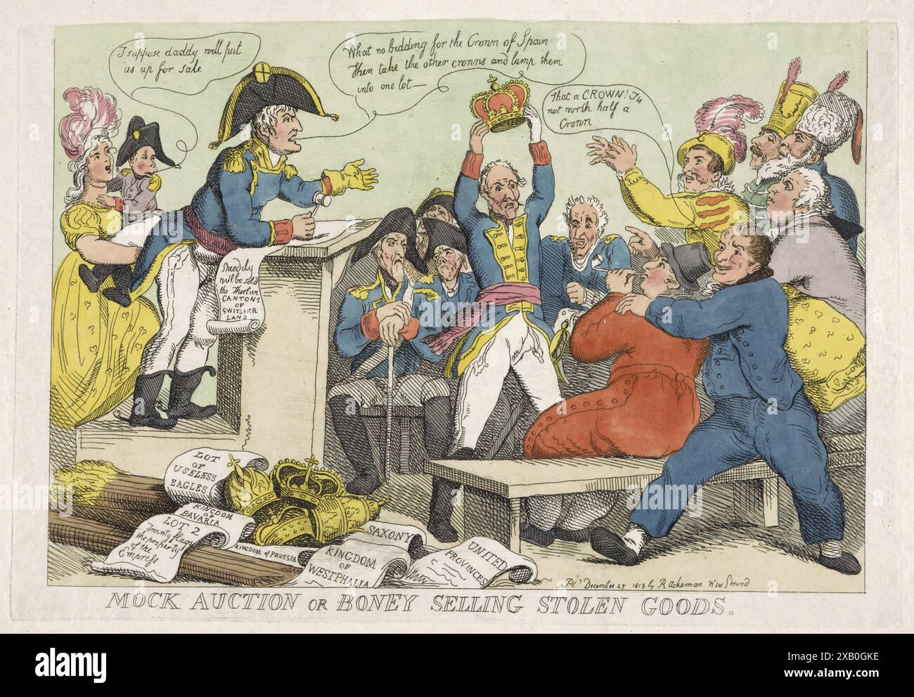 A humerous print coloured engraving of The sea is open trade revives ...