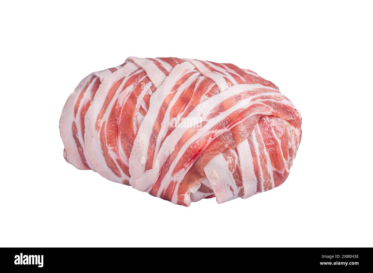 Classic raw meatloaf with ground beef meat and bacon, uncooked meat ...