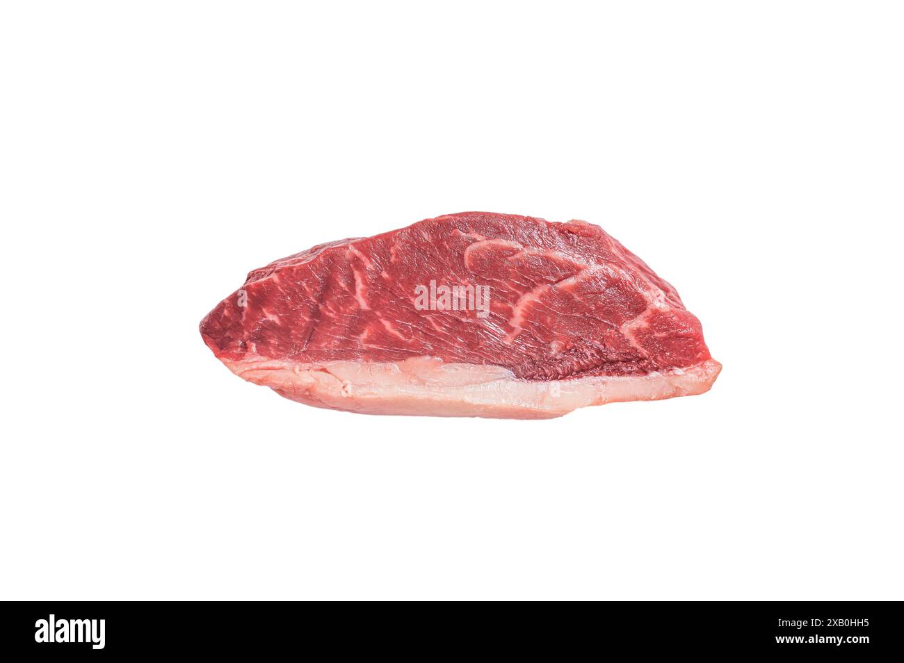 Raw top sirloin steak, cap rump beef meat steak. Isolated on white ...