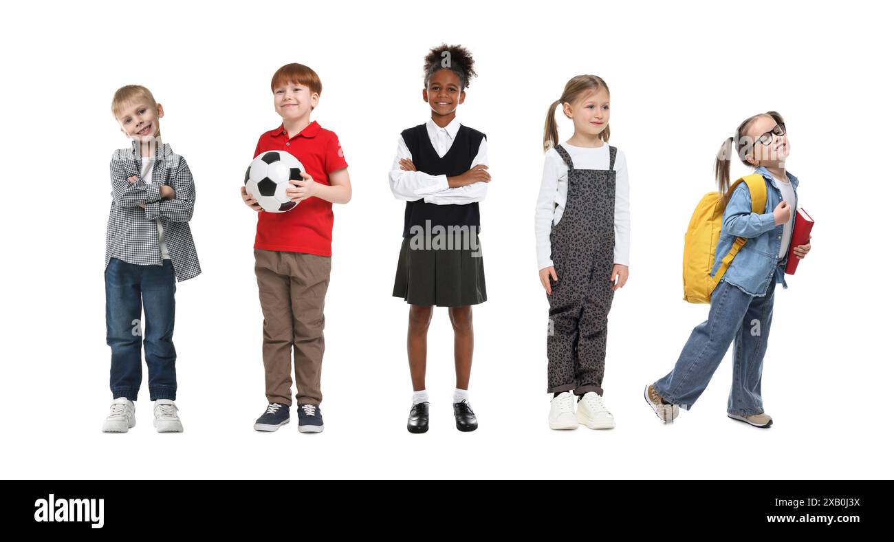 Group of different adorable children on white background Stock Photo ...