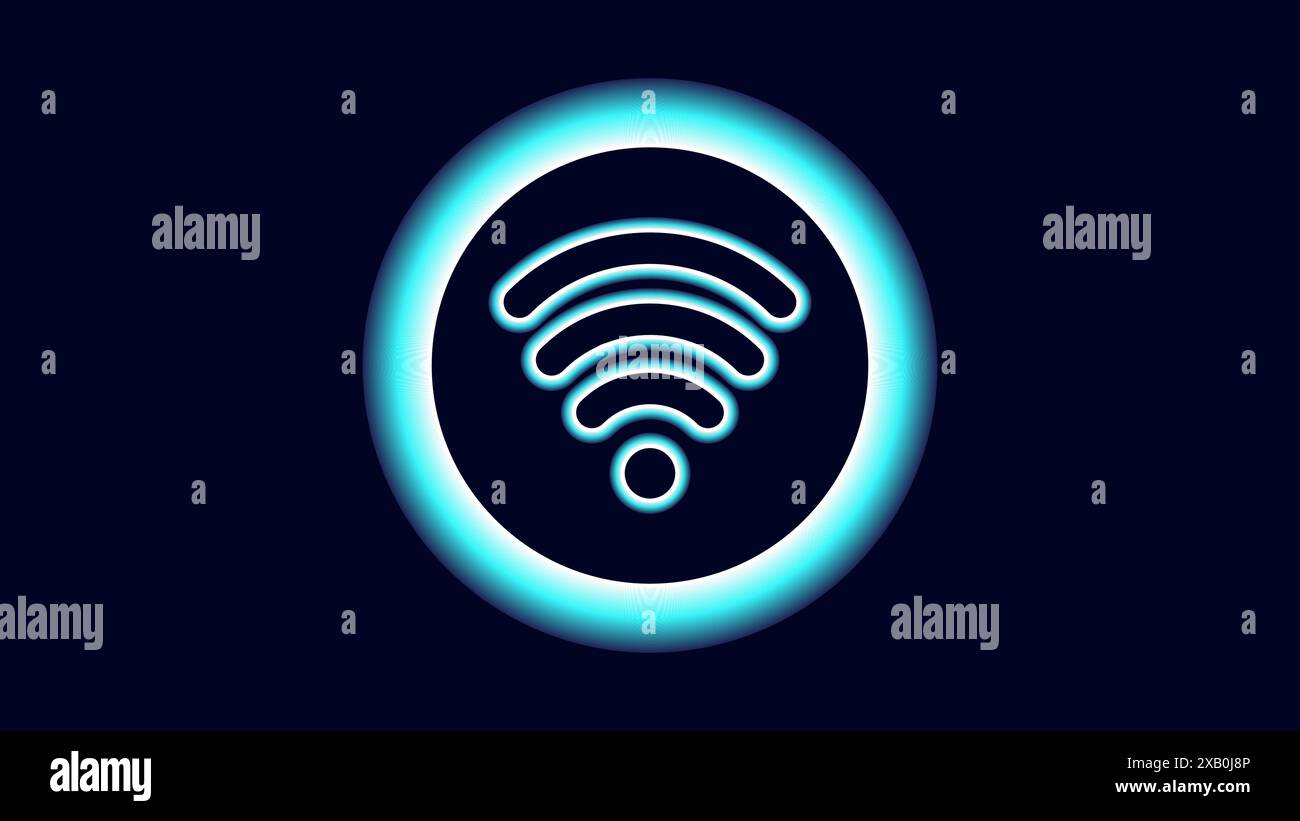WiFi symbols neon effect dark background. Waves Wi Fi signal icon ...