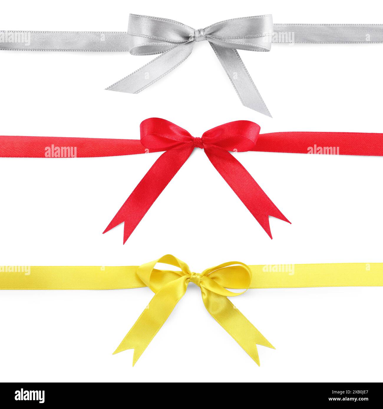 Beautiful bows of different colors isolated on white, set Stock Photo ...