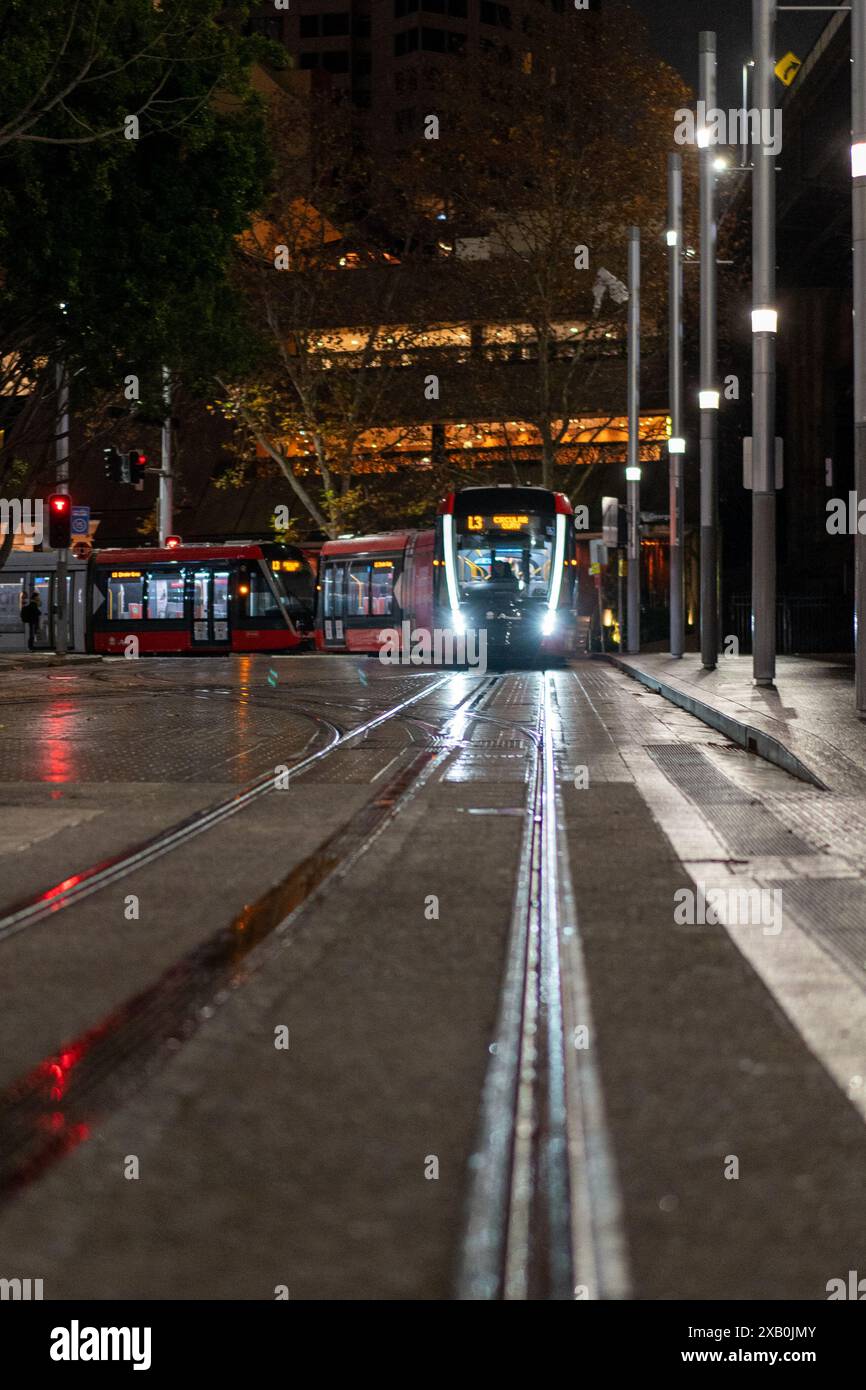 Public transportation train at night Stock Photo - Alamy