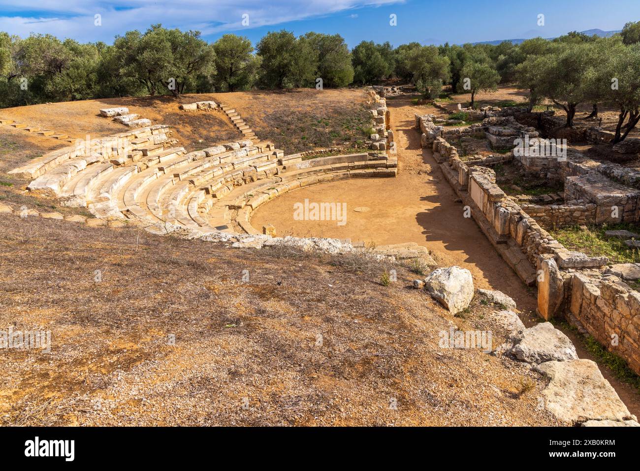 Europe, Greece, Crete, Aptera. Ancient theater. Roman Ruins Stock Photo ...