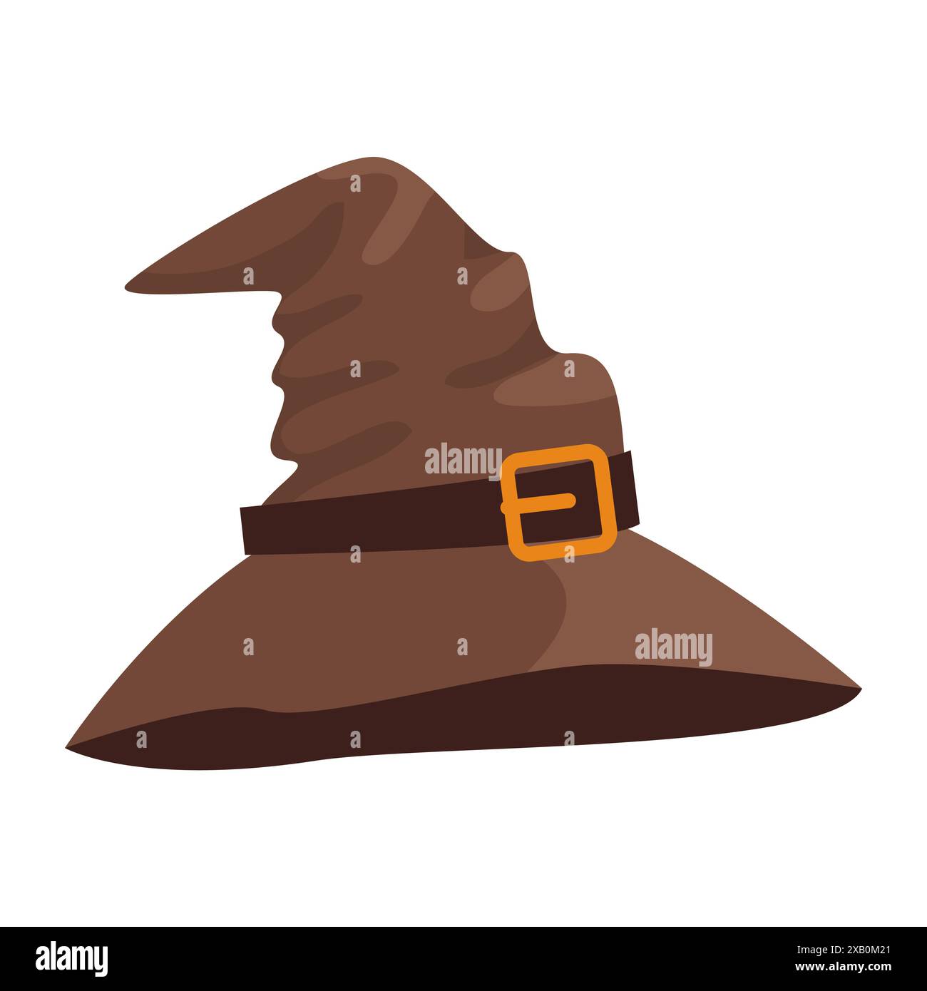 Magic brown witch hat in triangle shape, Halloween accessory vector ...