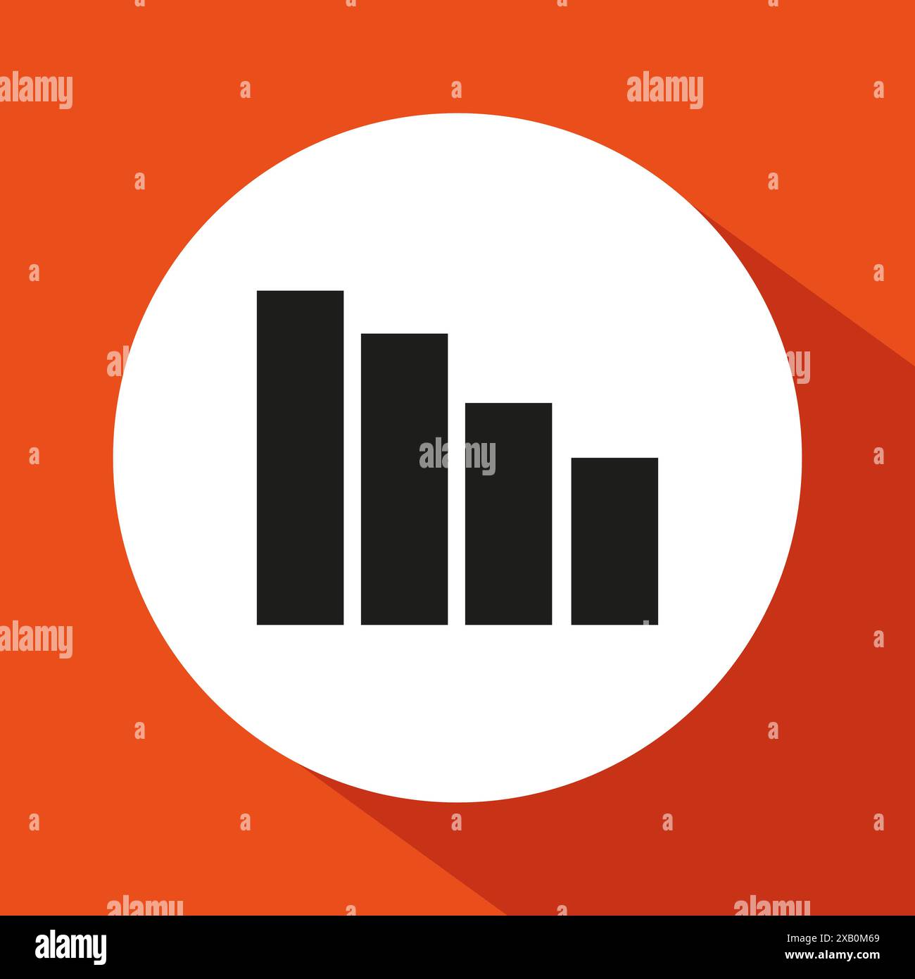 Bar chart icon. Data graph vector. Orange background design. Statistical analysis symbol Stock ...