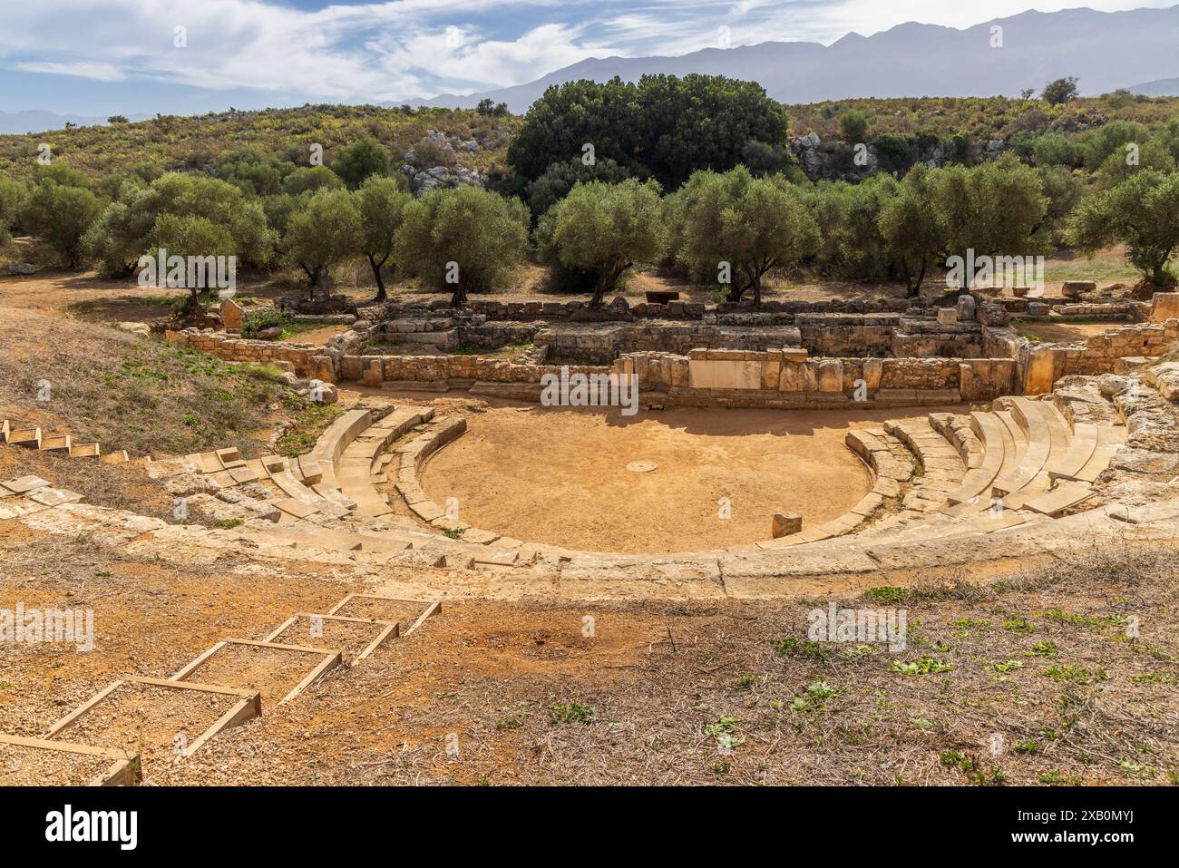 Europe, Greece, Crete, Aptera. Ancient theater. Roman Ruins Stock Photo ...