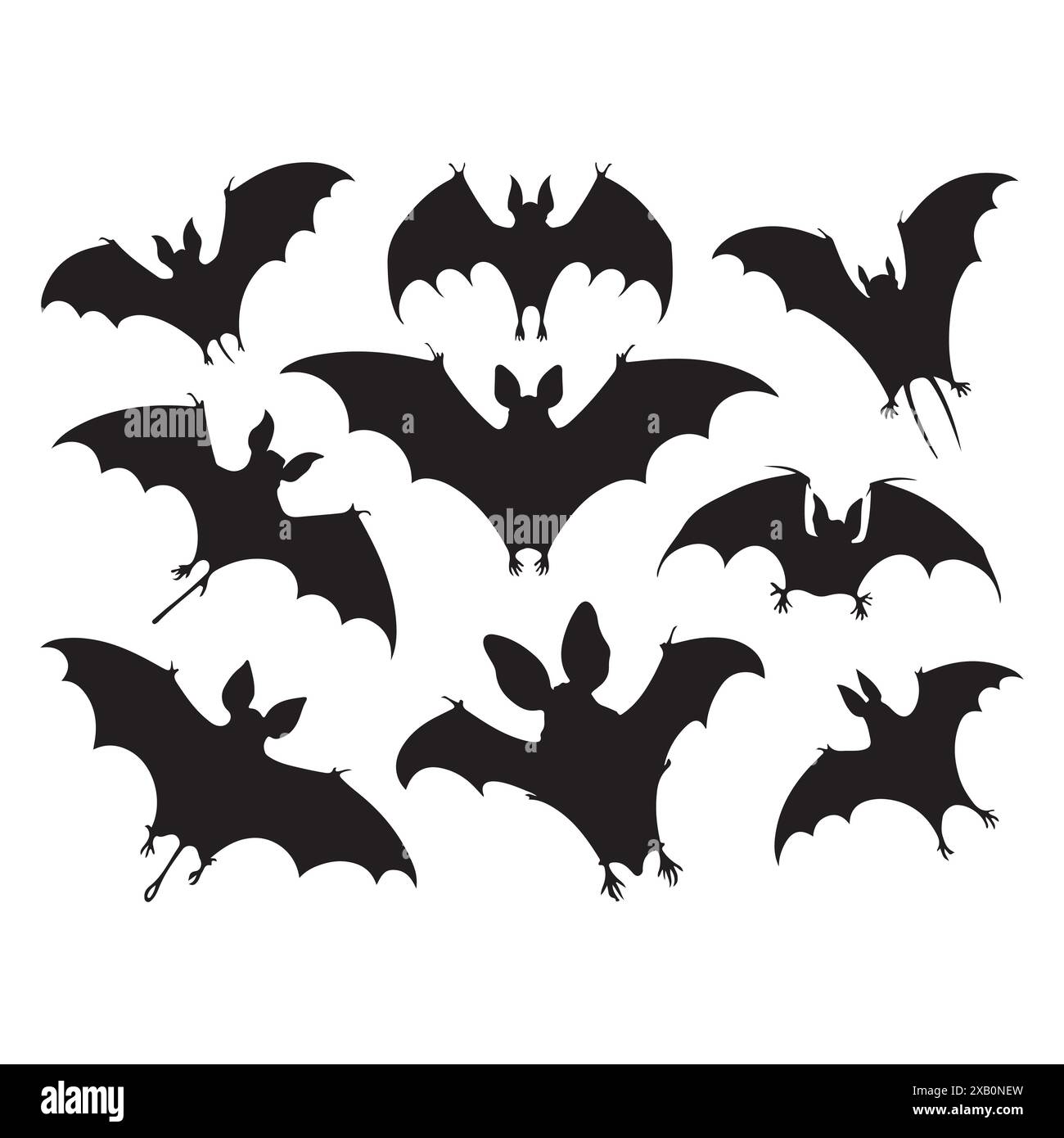 Silhouette set of bat. Vector isolated illustration Stock Vector Image ...