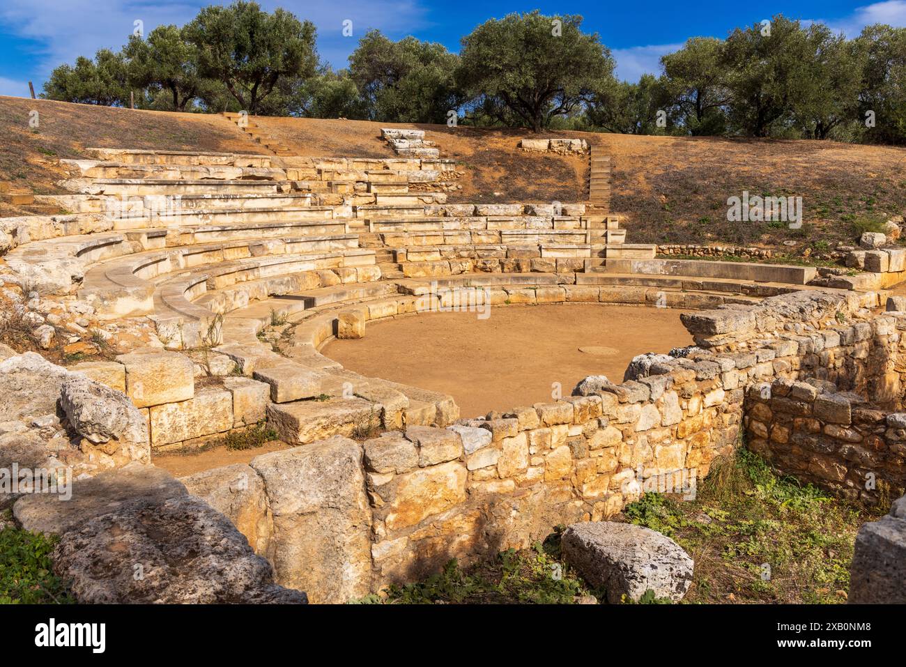 Europe, Greece, Crete, Aptera. Ancient theater. Roman Ruins Stock Photo ...