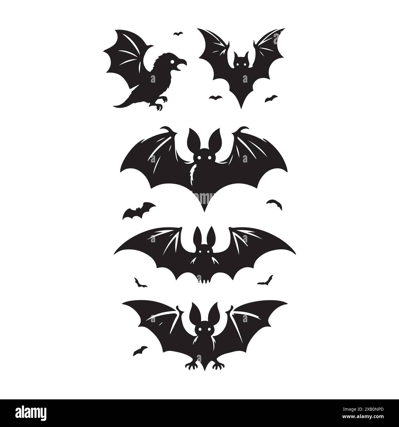 Silhouette set of bat. Vector isolated illustration Stock Vector Image ...