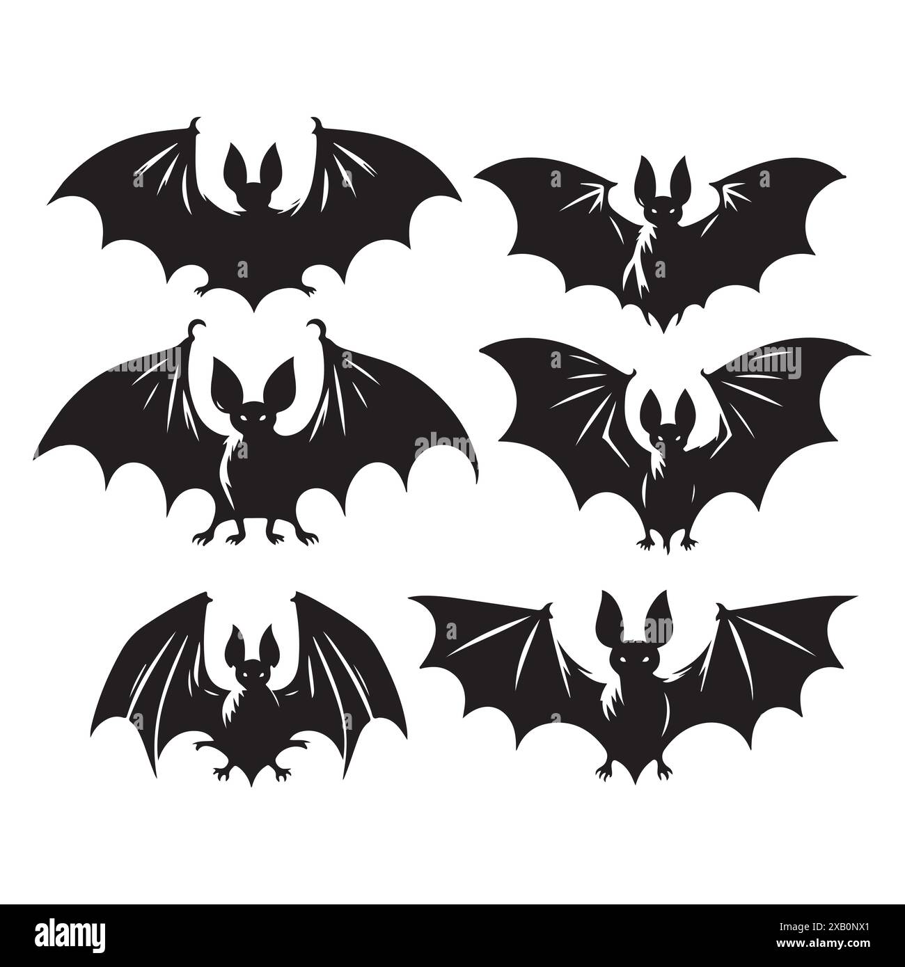 Silhouette set of bat. Vector isolated illustration Stock Vector Image ...