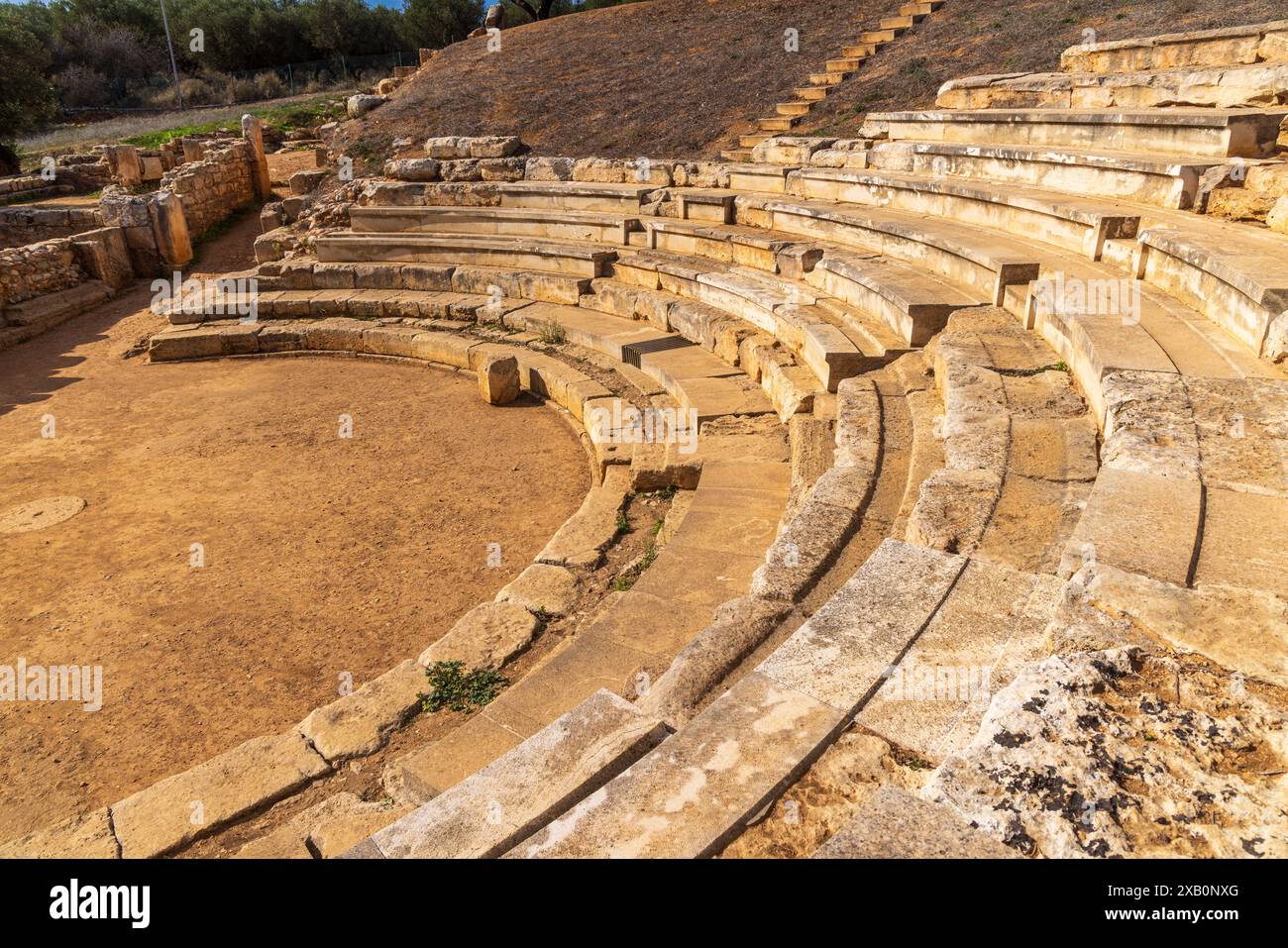 Europe, Greece, Crete, Aptera. Ancient theater. Roman Ruins Stock Photo ...