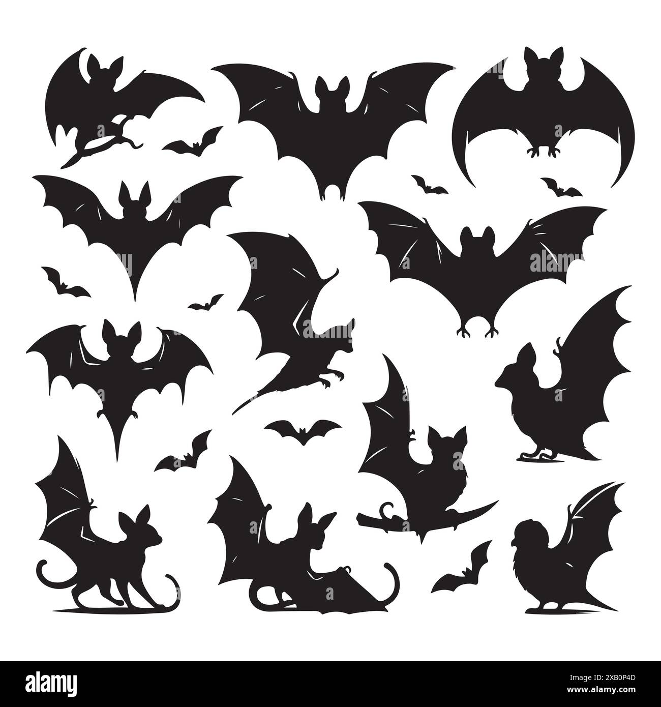 Silhouette set of bat. Vector isolated illustration Stock Vector Image ...