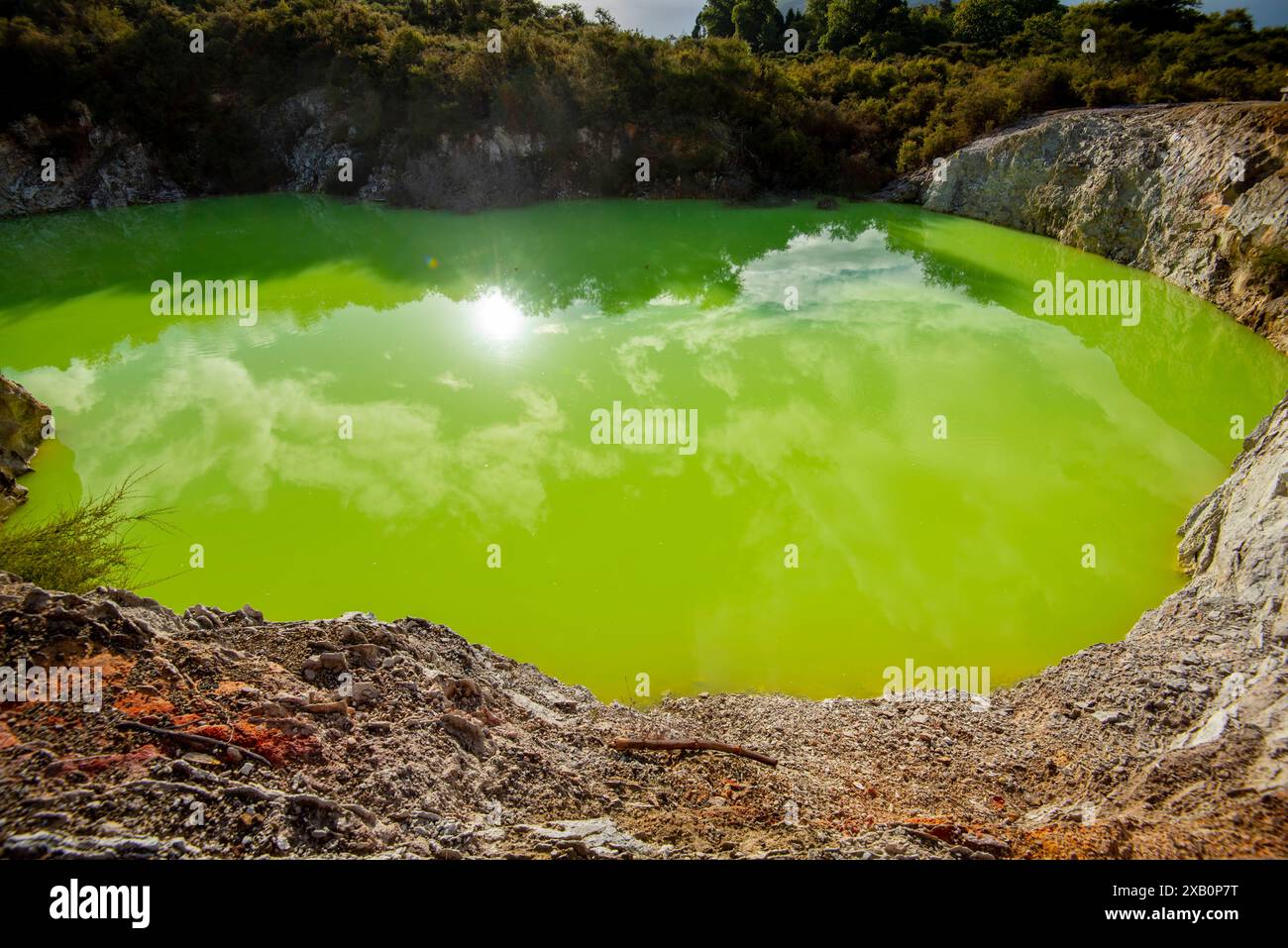 Geothermal Devil's Bath in Waiotapu - New Zealand Stock Photo - Alamy
