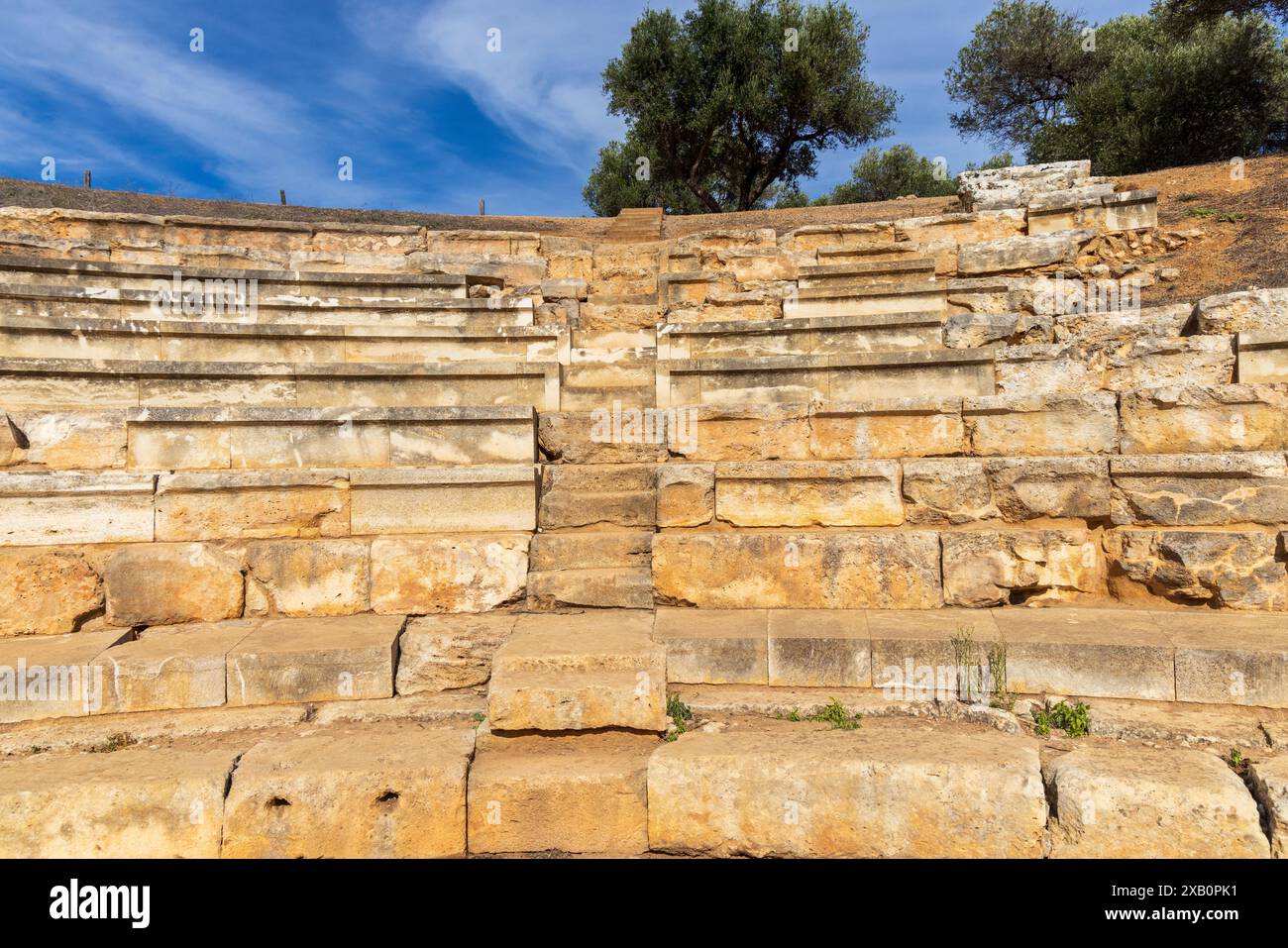 Europe, Greece, Crete, Aptera. Ancient theater steps and benches. Roman ...