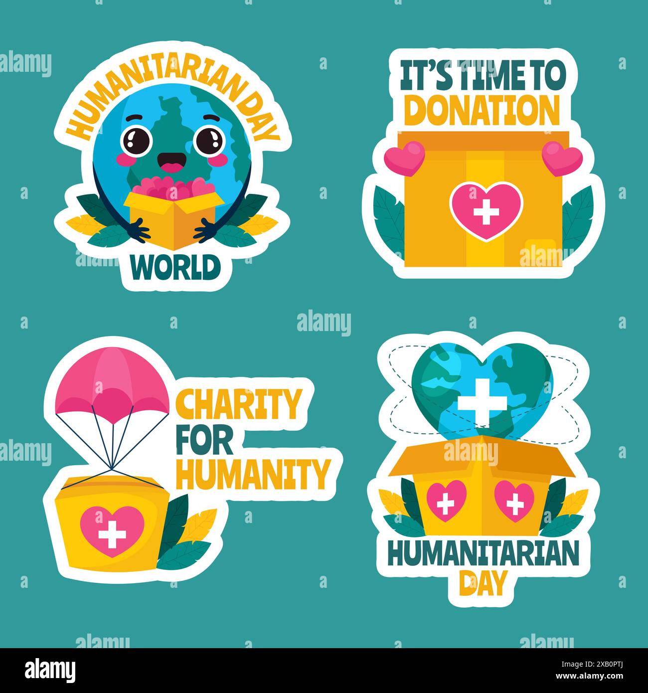 Humanitarian Day Label Flat Cartoon Hand Drawn Templates Background ...