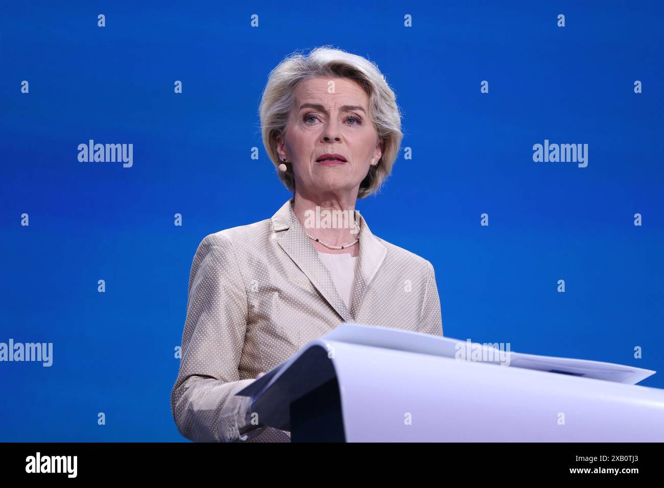 Brussels, Belgium. 9th June, 2024. Ursula Von der Leyen, the lead ...