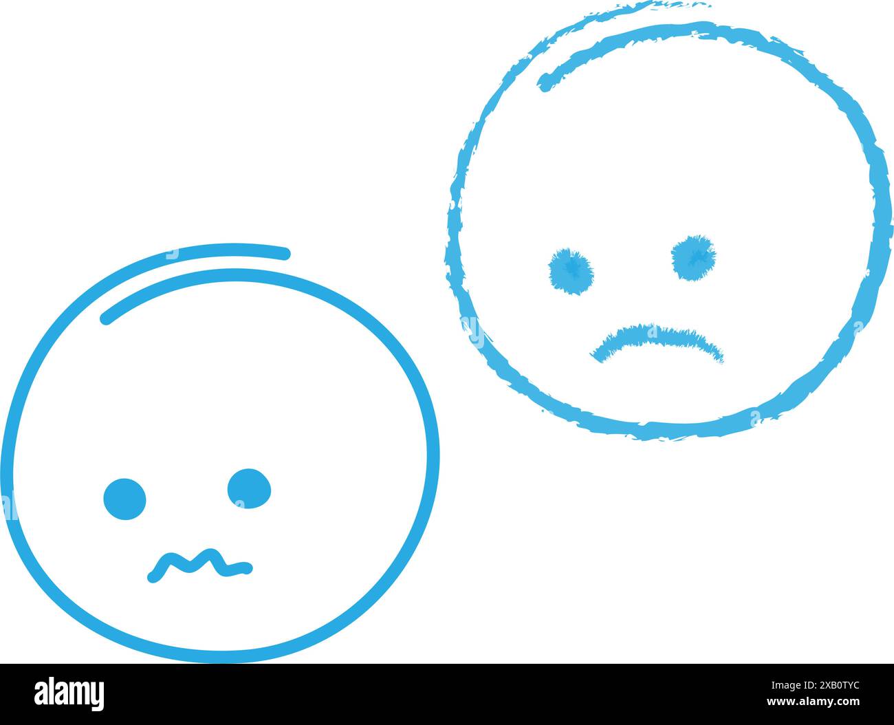 Hand drawn sad smiley faces in trendy blue Blue Monday greetings or ...