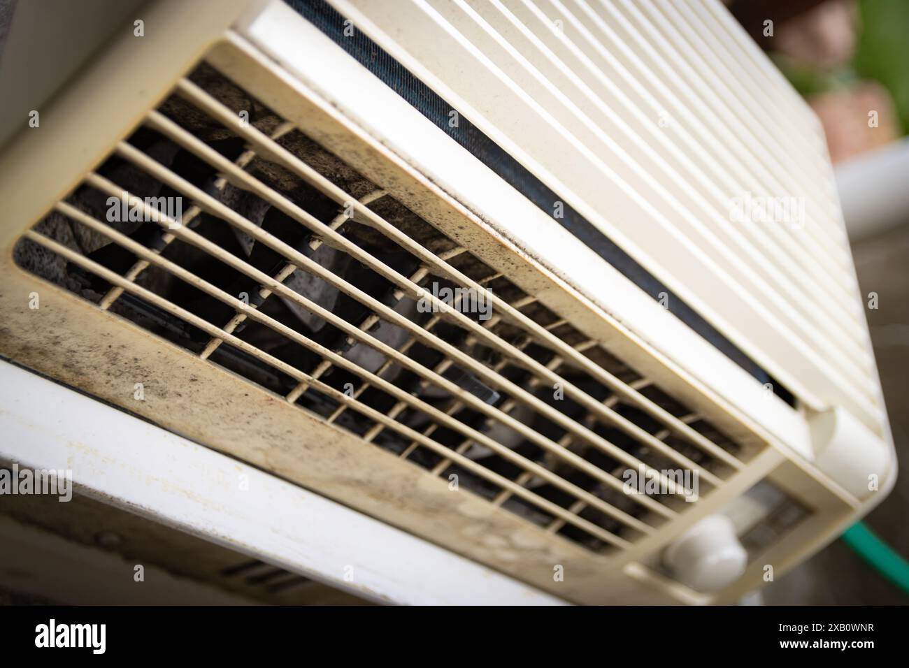 Window air conditioner unit with black mold Stock Photo - Alamy