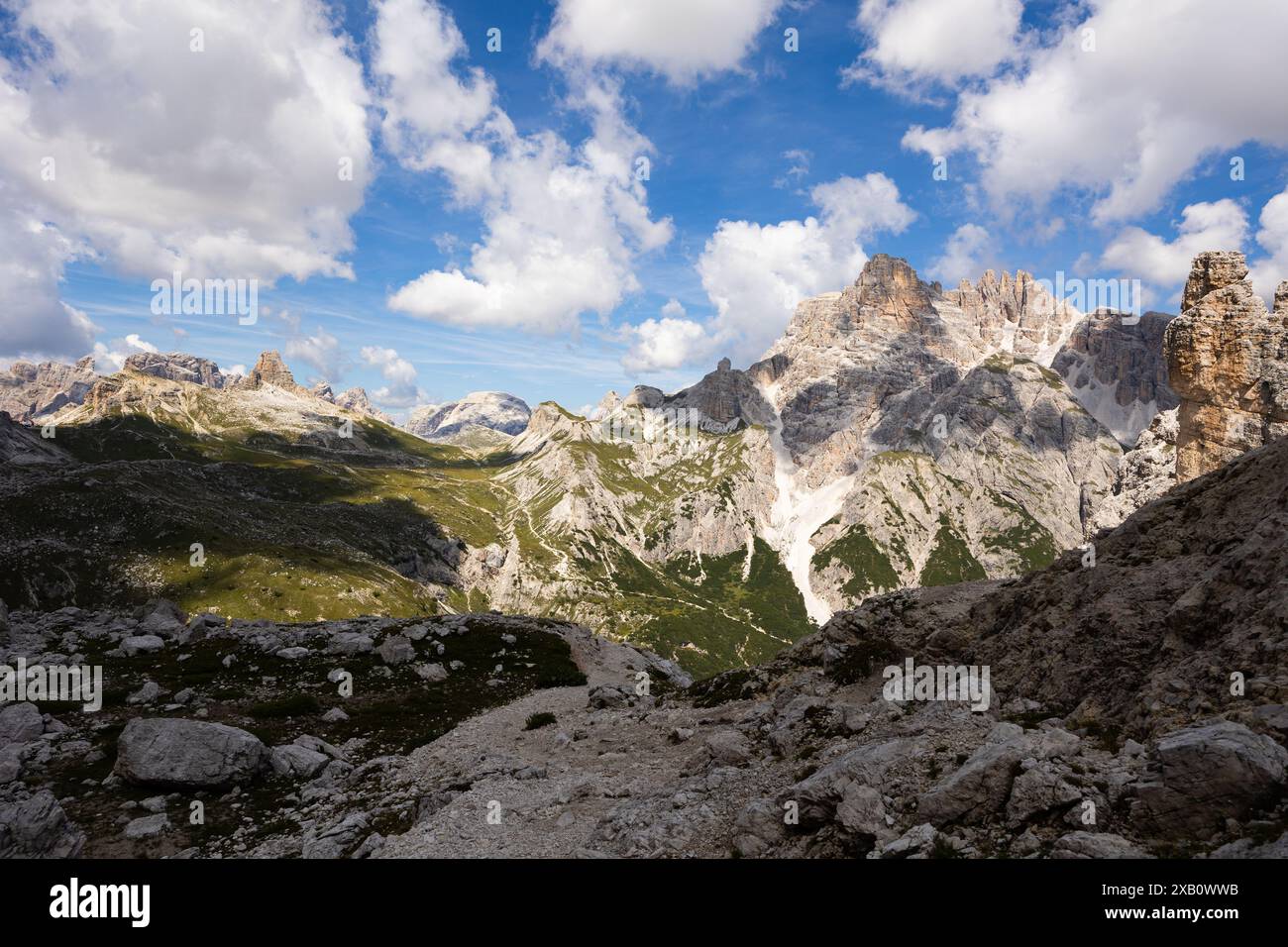 Hiking through Dolomite Mountains Stock Photo - Alamy