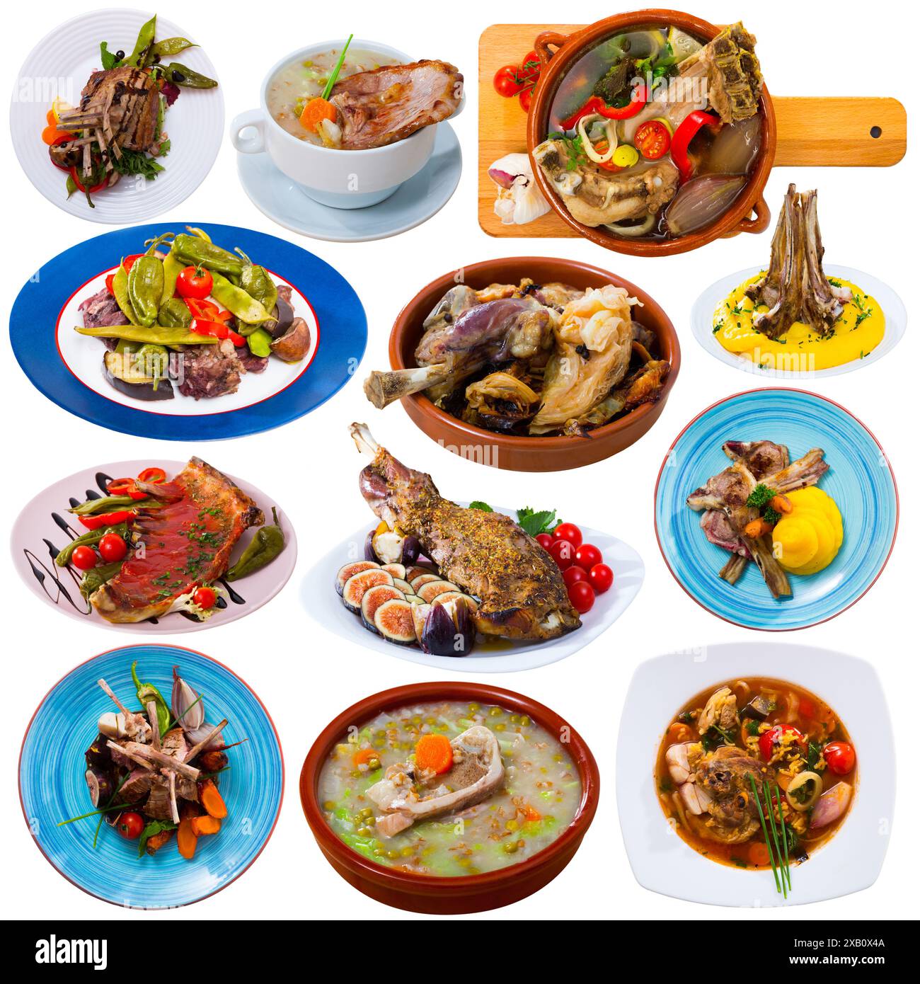 Set of lamb dishes isolated Stock Photo - Alamy
