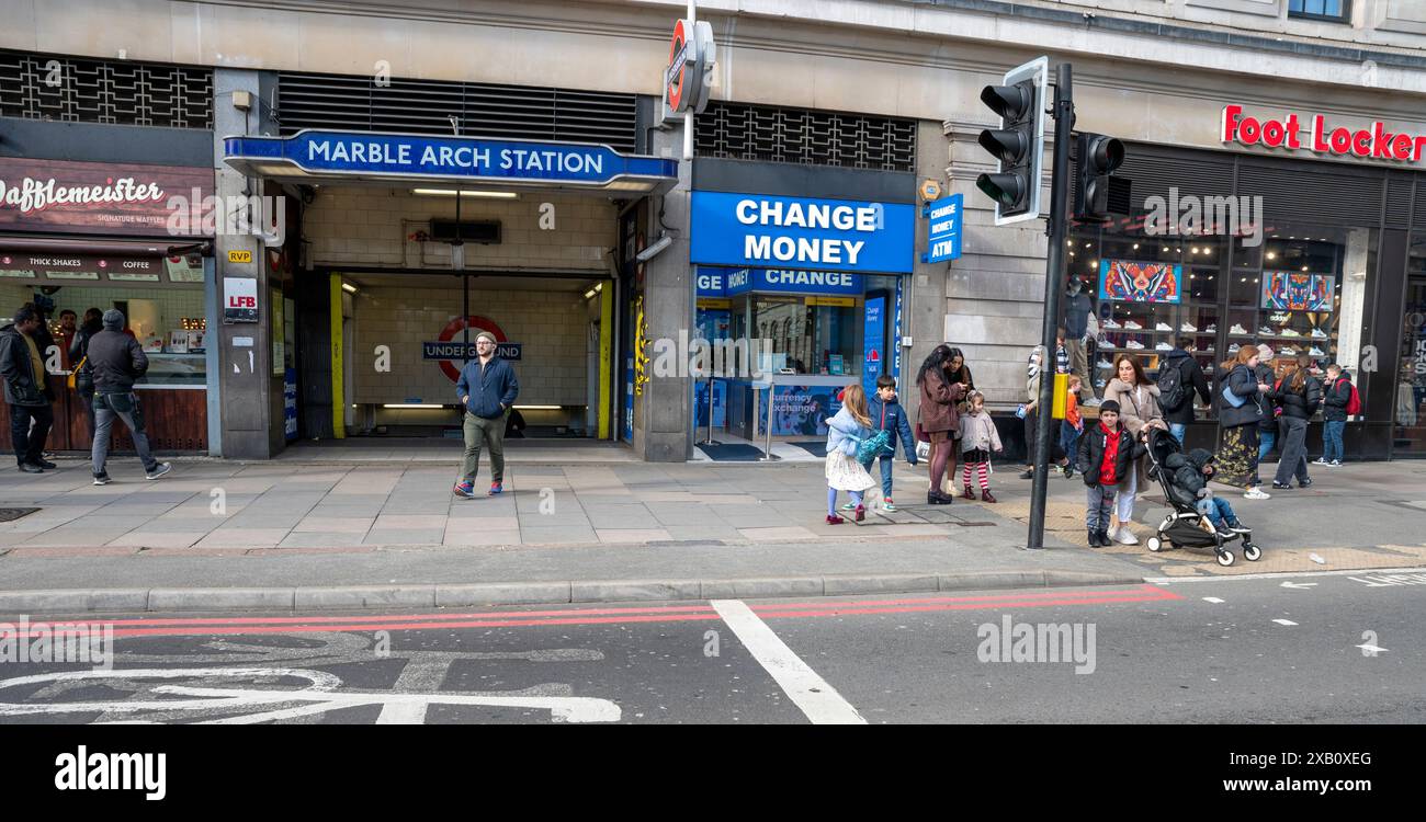 London, UK - March 23, 2024 : Marble Arch London Underground station on ...