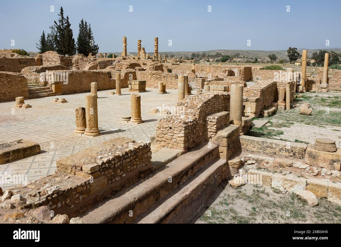 Ruins of ancient Roman bathing-place thermes on territory of antic city ...