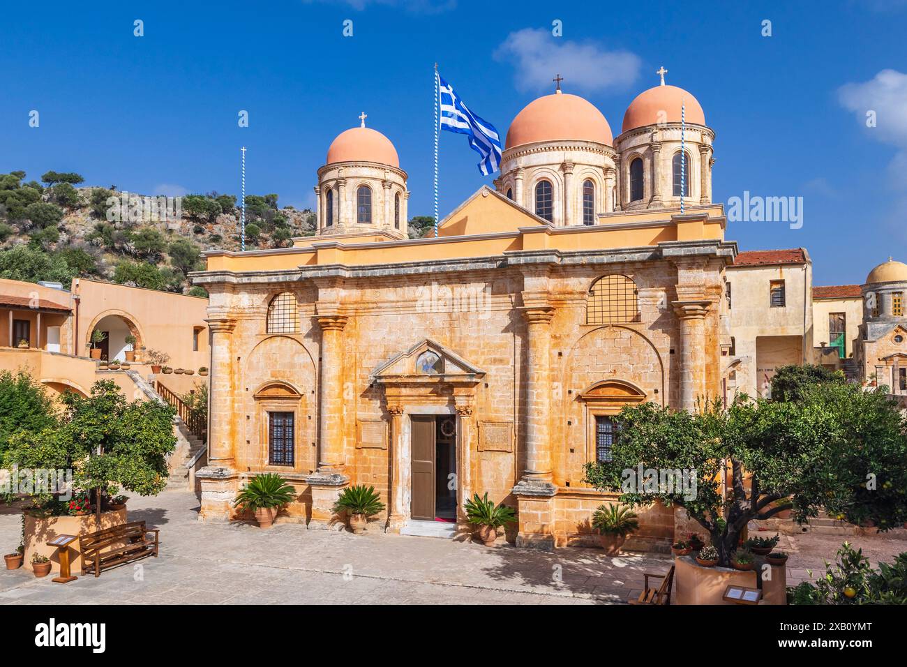 Europe, Greece, Crete, Akrotiri. Agia Triada (Holy Trinity) Monastery ...