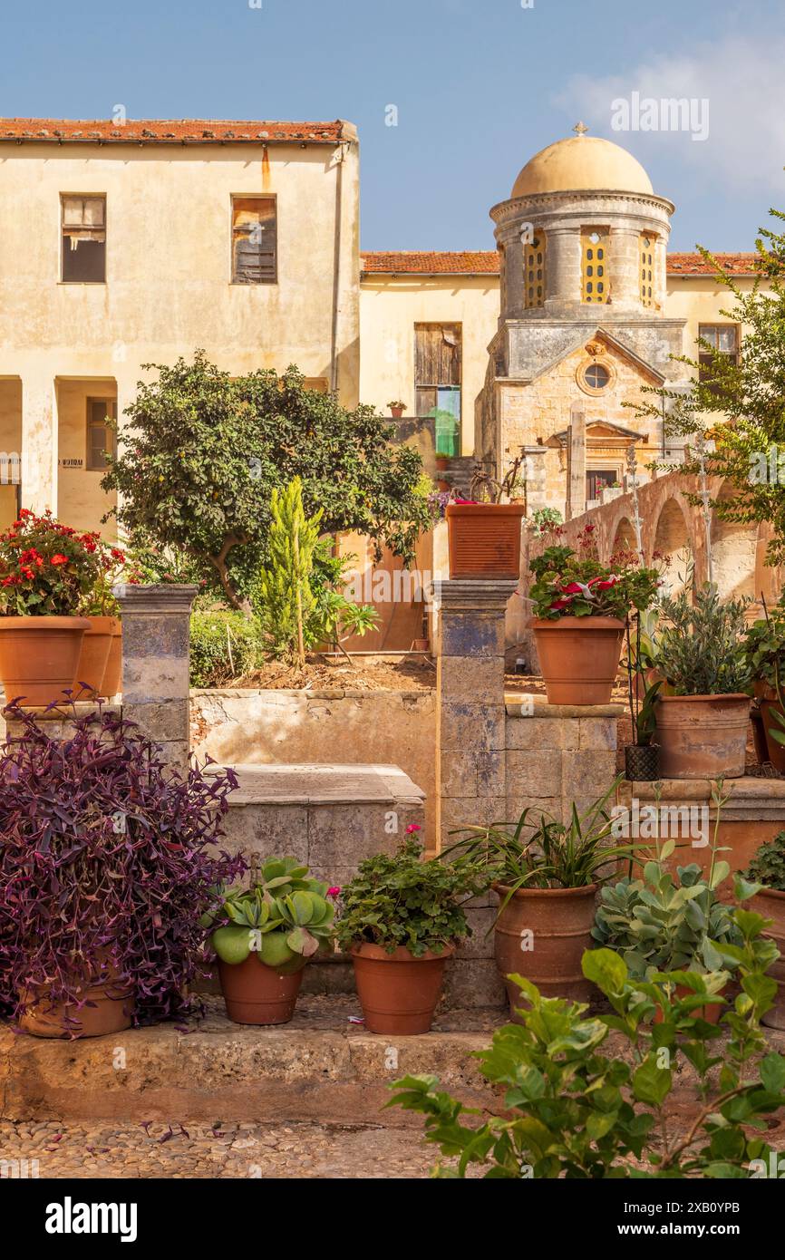 Europe, Greece, Crete, Akrotiri. Agia Triada (Holy Trinity) Monastery ...
