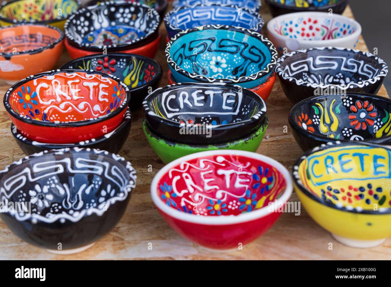 Europe, Greece, Crete, Chania, old town. Tourist souvenirs of colorful ...