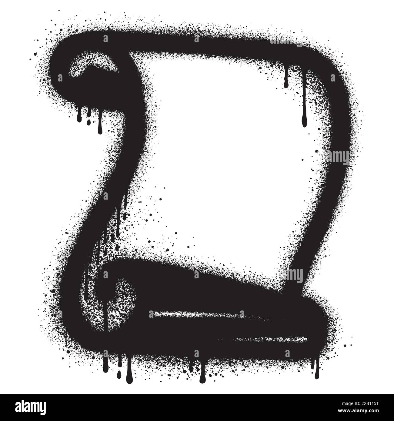 Paper roll graffiti with black spray paint. Rolls of parchment. Grunge ...