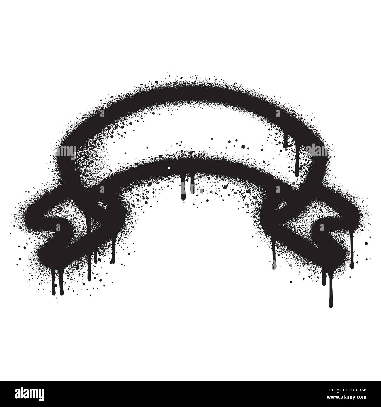 Ribbon icon graffiti with black spray paint. vector illustration Stock ...